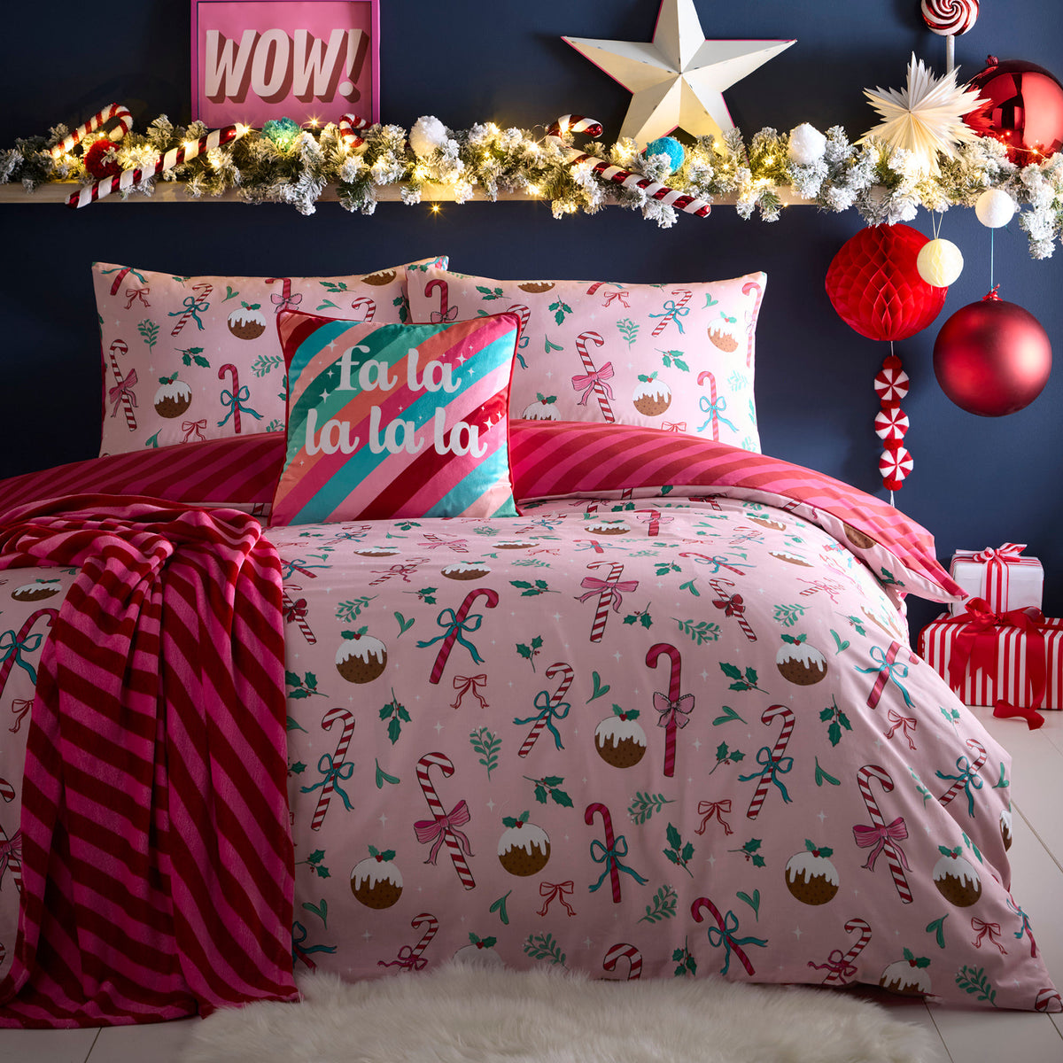 Throw Christmas Candy Stripe by Fusion in Pink – Stylish Home