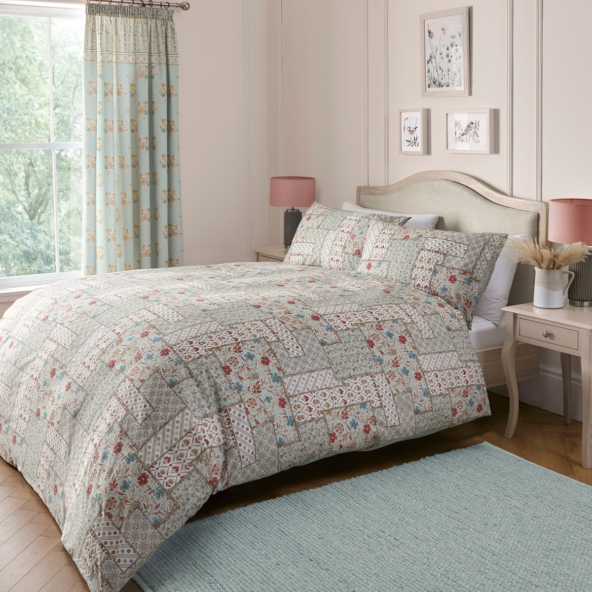 Duvet Cover Set Lorena Patchwork by Dreams & Drapes Design in Duck Egg ...