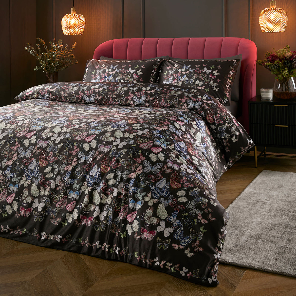 Duvet Cover Set Papillon by Soiree in Charcoal – Stylish Home