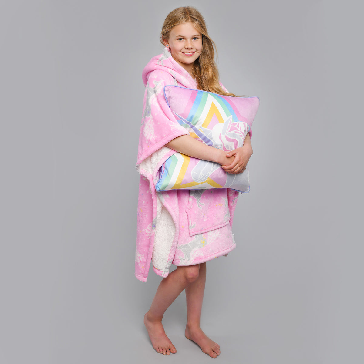 Hooded Throw Poncho Unicorn by Bedlam in Pink – Stylish Home